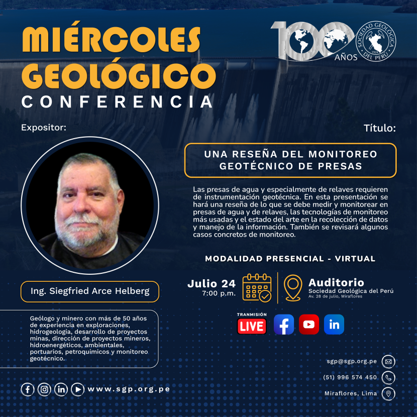 Miércoles Geológico, 24 de julio 2024 7:00 PM | “Una reseña del ...